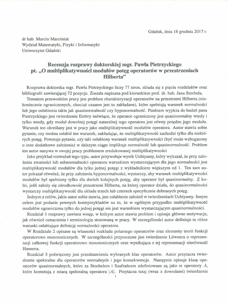 000322-Recenzja P Pietrzycki DR Hab Marcin Marciniak Prof UG | PDF