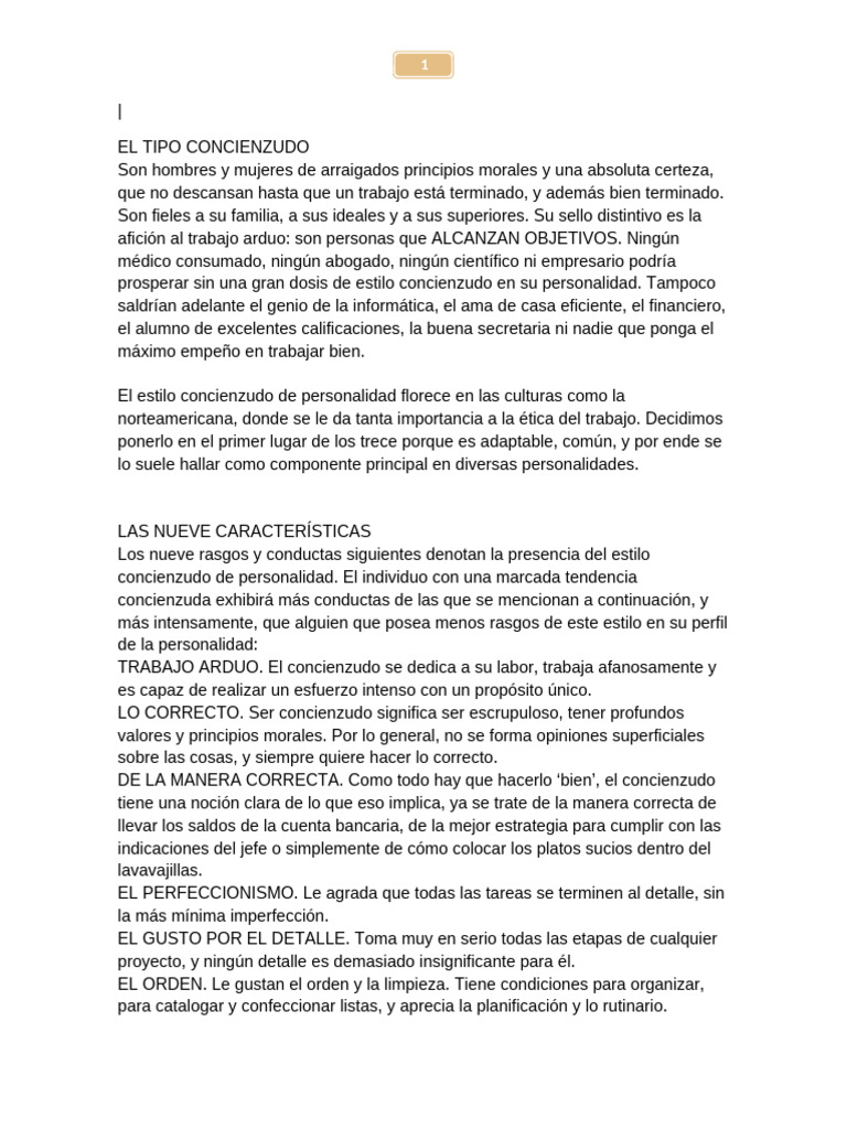 El Tipo Concienzudo | PDF | Las emociones | Mente