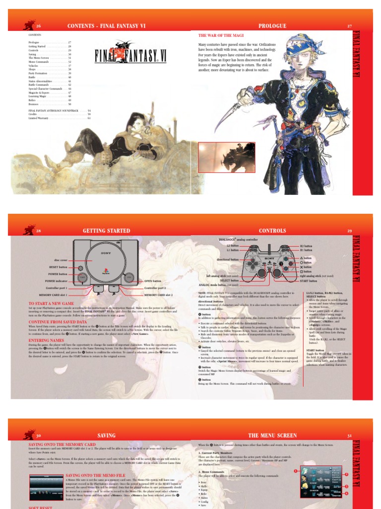 Final Fantasy VI Manual | PDF | Play Station | Menu (Computing)