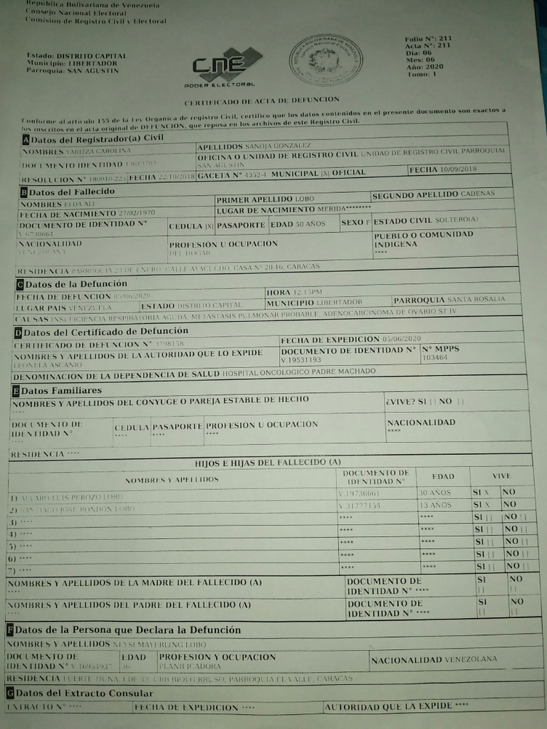 Acta de Defunción PDF | PDF