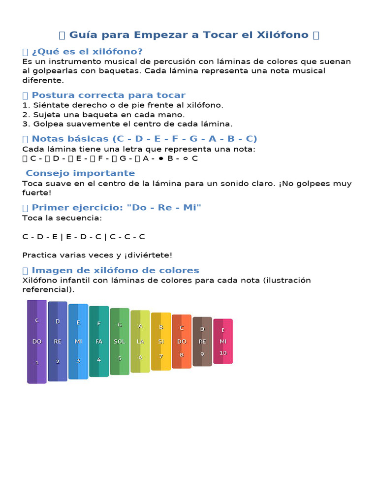 Guía Xilófono Niños Pdf