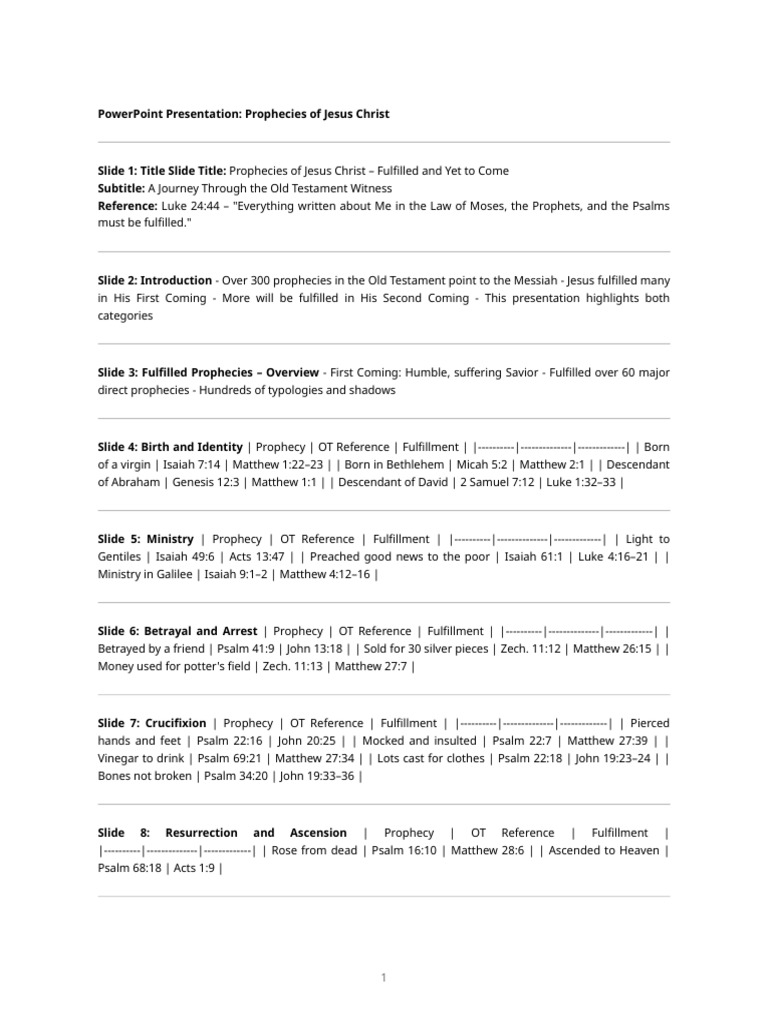 Jesus Prophecies Presentation | PDF | Gospel Of Matthew | Jesus