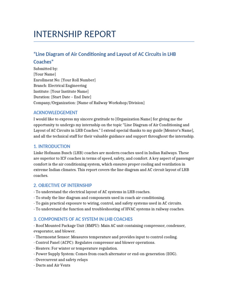 AC Wiring in LHB Coaches Report | PDF | Air Conditioning | Relay