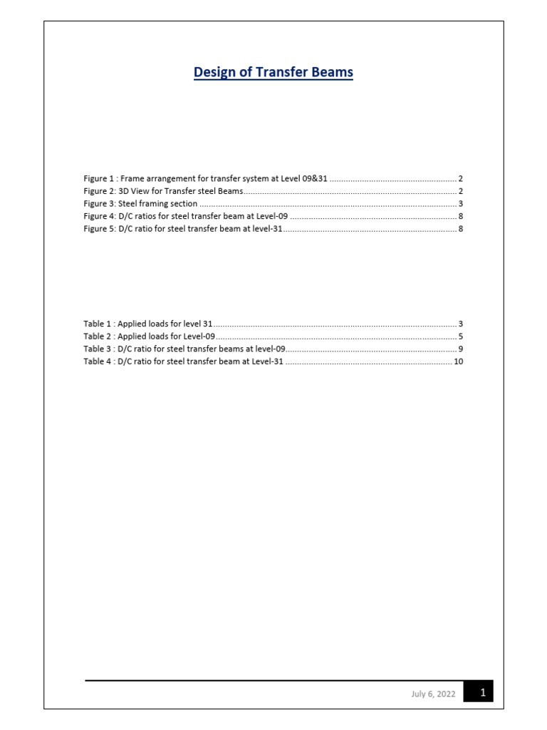 Steel Transfer Beam Design Overview | PDF | Structural Engineering