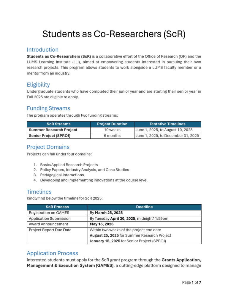 Students As Co-Researchers (SCR) - Guidelines | PDF
