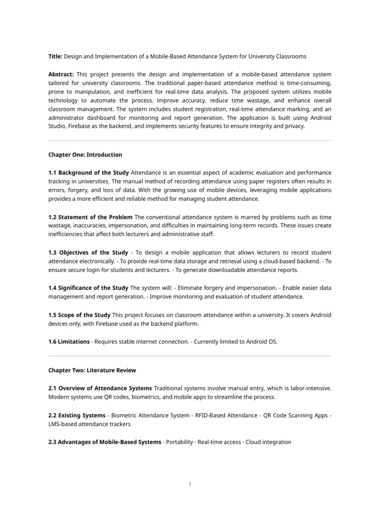 Mobile Attendance System | PDF | Android (Operating System) | Mobile App