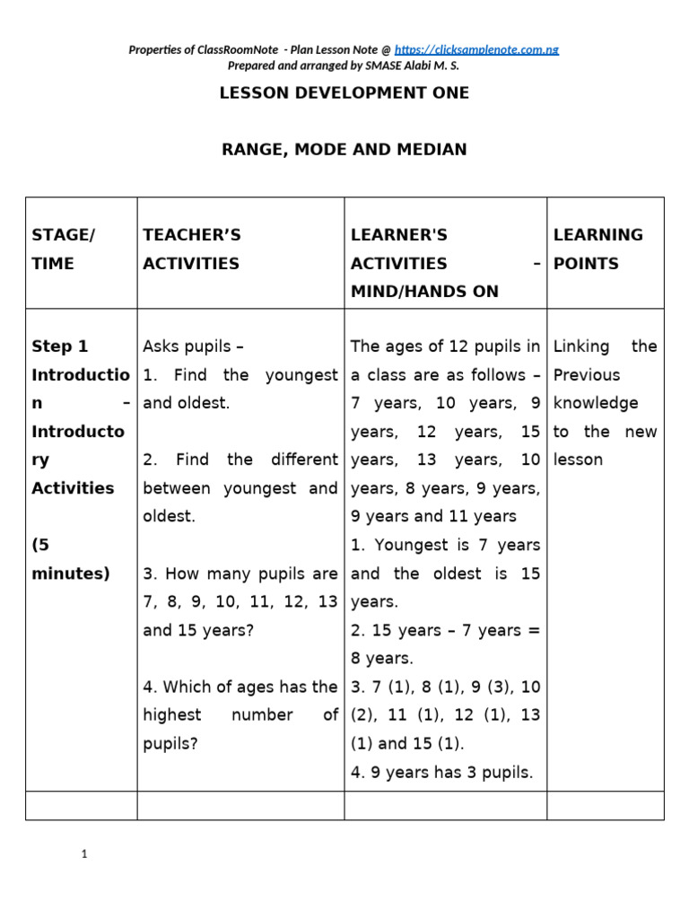 Everyday Statistics Range Mode and Median | PDF | Intelligence | Human ...