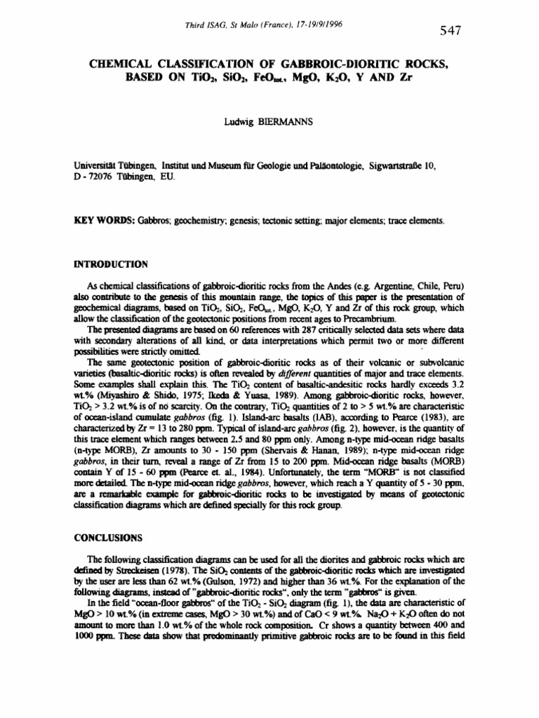 Geochemical Classification of Gabbros | PDF | Basalt | Rocks