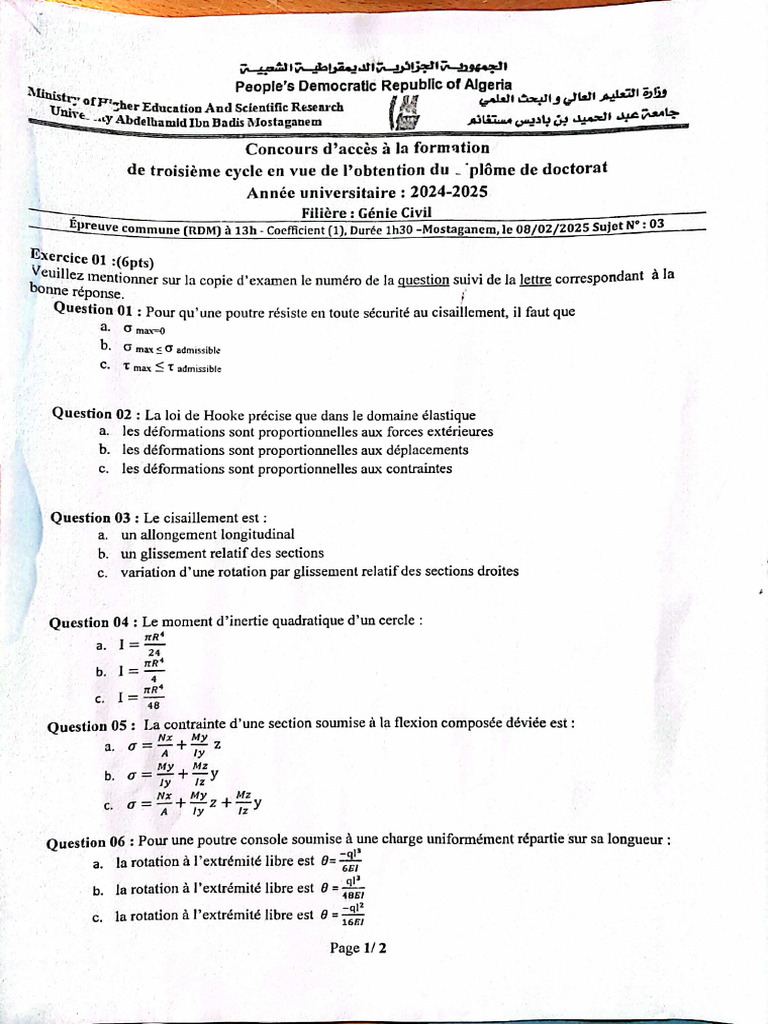 RDM Mostaganem 2024-2025 | PDF