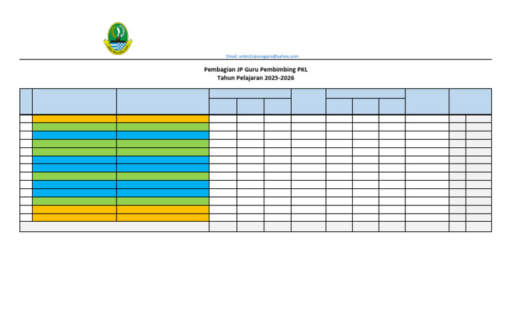 Pembagian JP Guru Pembimbing PKL 2025-2026 | PDF
