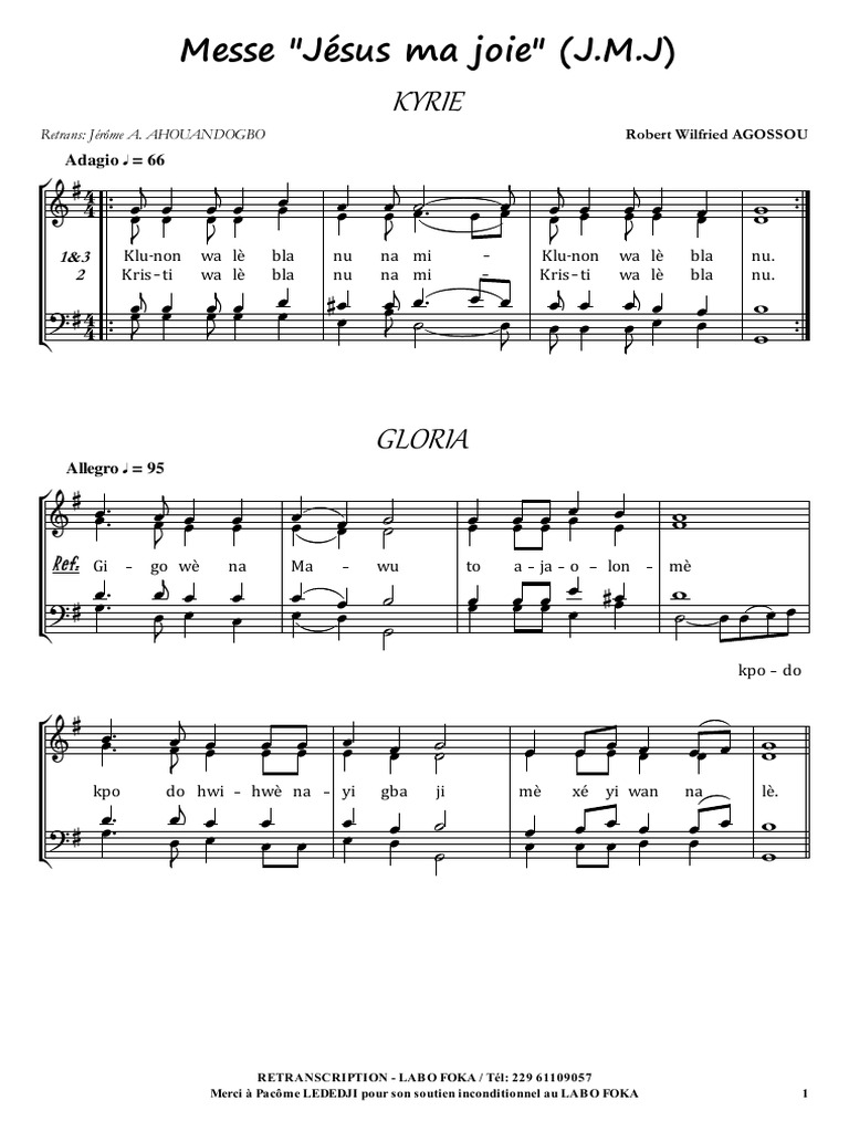 Retranscription Messe Jésus ma joie | PDF