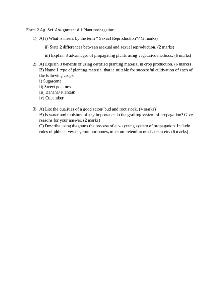 Plant Propagation Assignment Guide | PDF