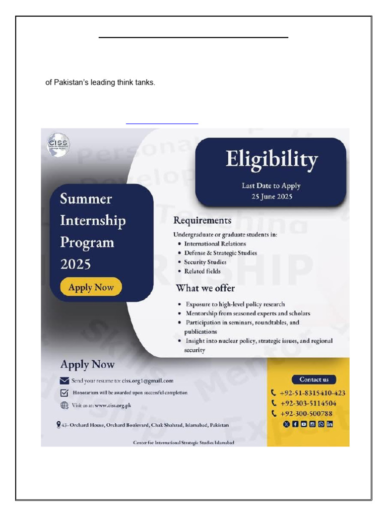Ticker - Ciss Summer Internship Program 2025 | PDF