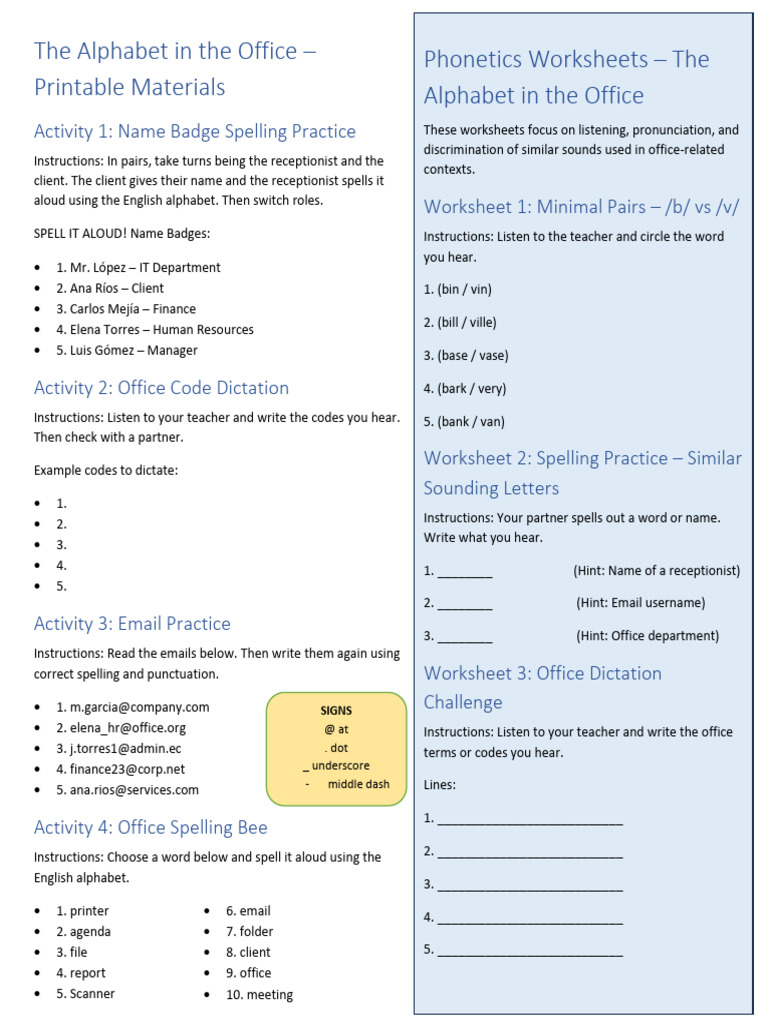 The Alphabet in The Office - Students Material | PDF | Writing ...
