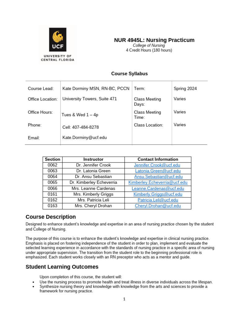 NUR 4945L - Nursing Practicum | PDF | Nursing | Critical Thinking