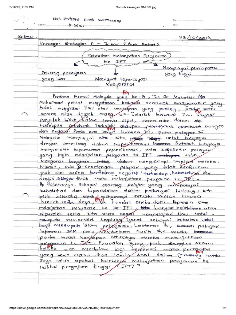 Contoh Karangan BM SM - JPG | PDF