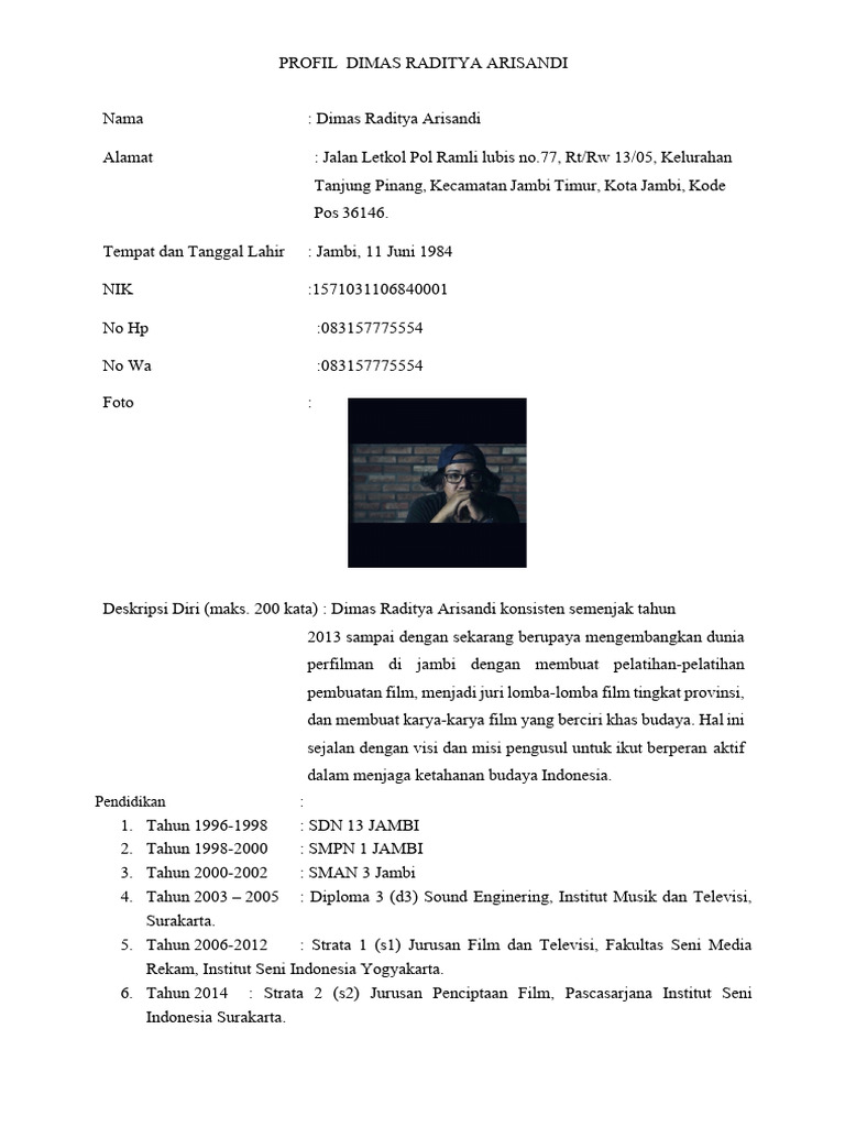 Profil Dimas Raditya Arisandi: Sinema Jambi | PDF