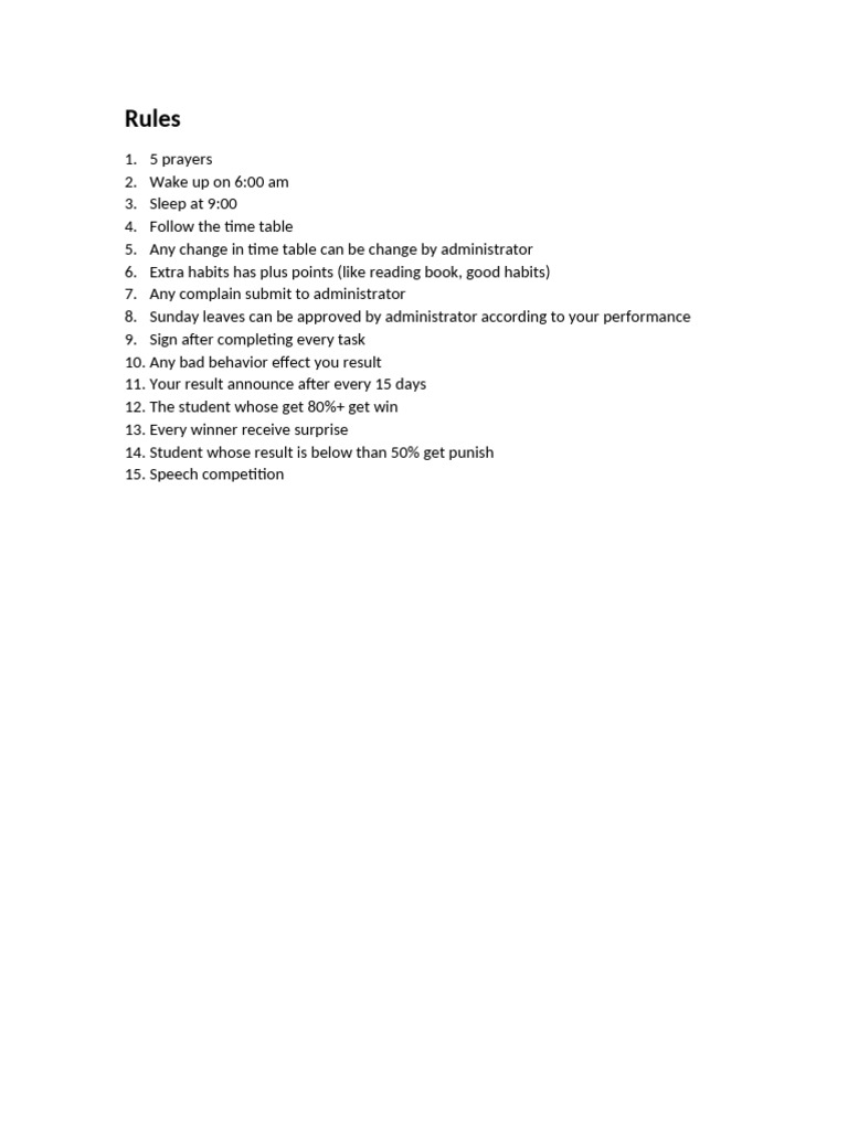 Student Rules and Performance Guidelines | PDF