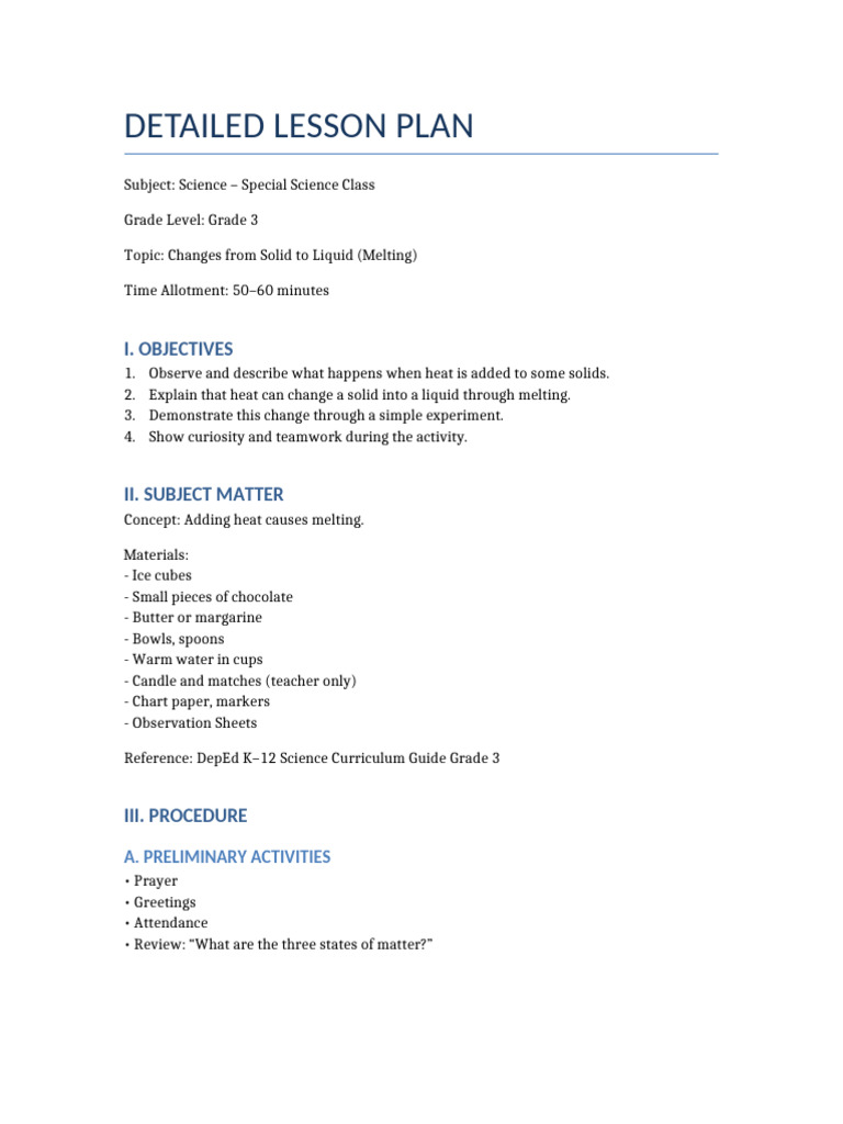 Grade3 Science Changes Solid To Liquid | PDF