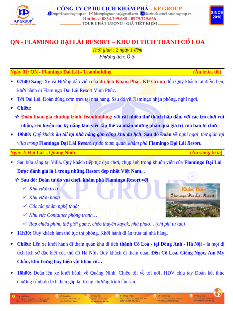 FLAMINGO DAI LAI - Thành Cổ Loa. TEAMBUIDING 2N1D Ngu Villa. e Hòa.ph Lớp 11 Chuyên Toán Chuyên ...