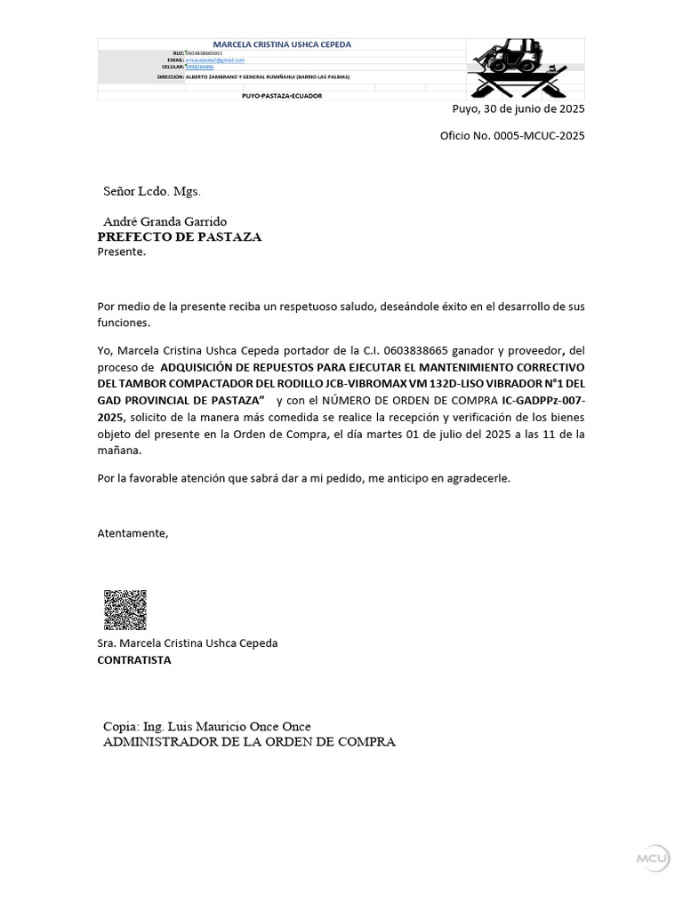 Solicitud Recepcion Mcuc Ic-007 2025-Signed | PDF