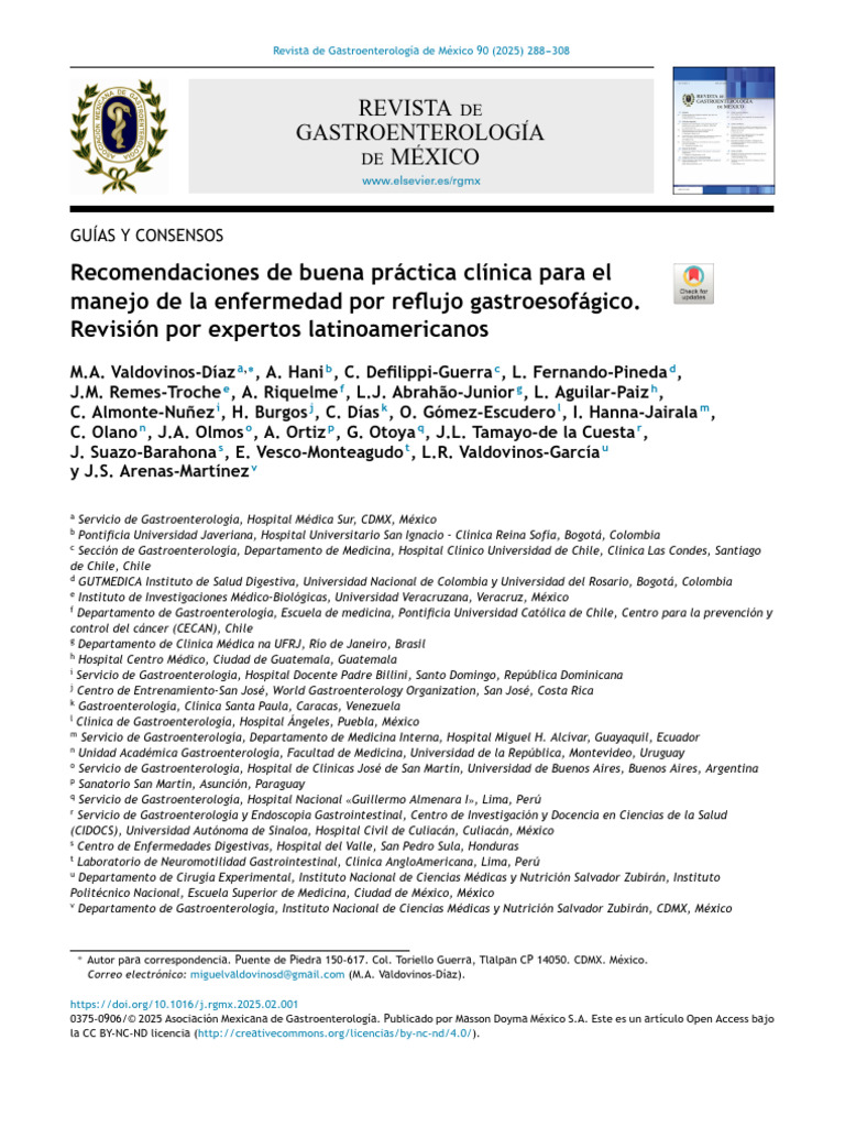 Recomendaciones de Buena Practica Clinica en El Tratamiento de La Enfermedad Por Reflujo ...