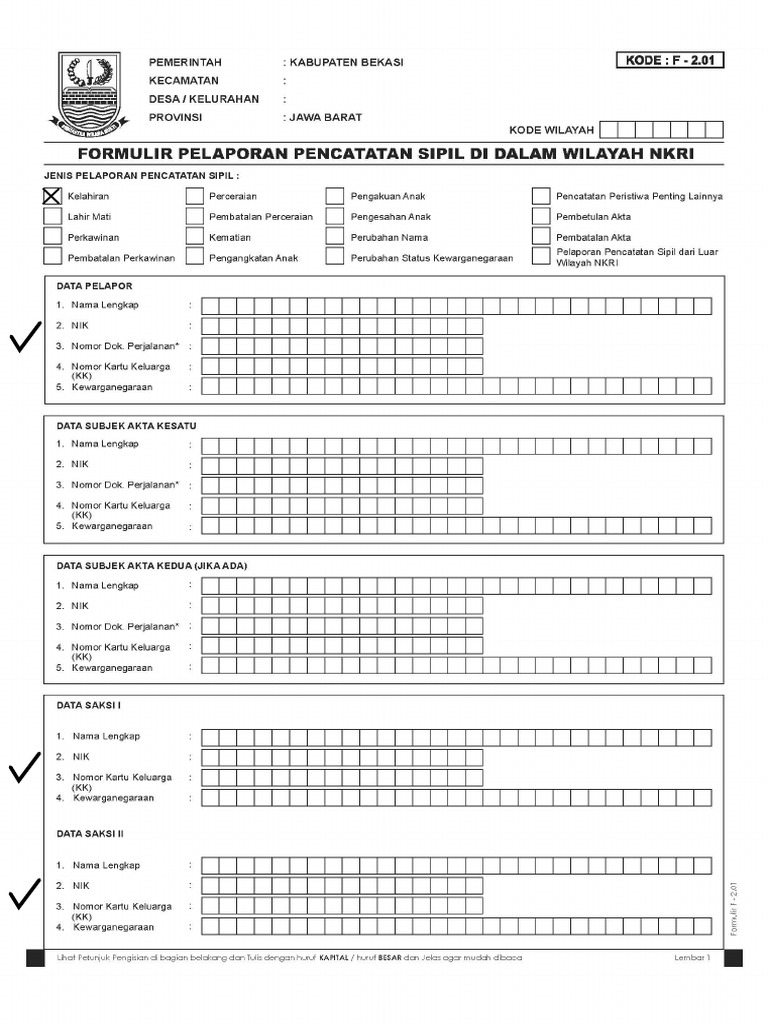 Formulir Akta Kelahiran (F-201) New - 241129 - 141425 | PDF