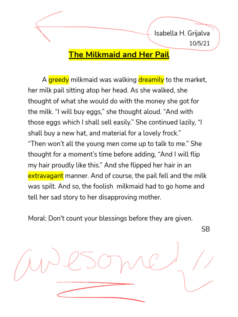 The Milkmaid and Her Pail: A Moral Tale | PDF
