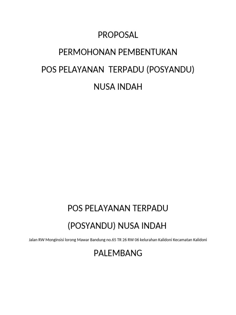 PROPOSAL Posyandu RT 26 Dahlia | PDF