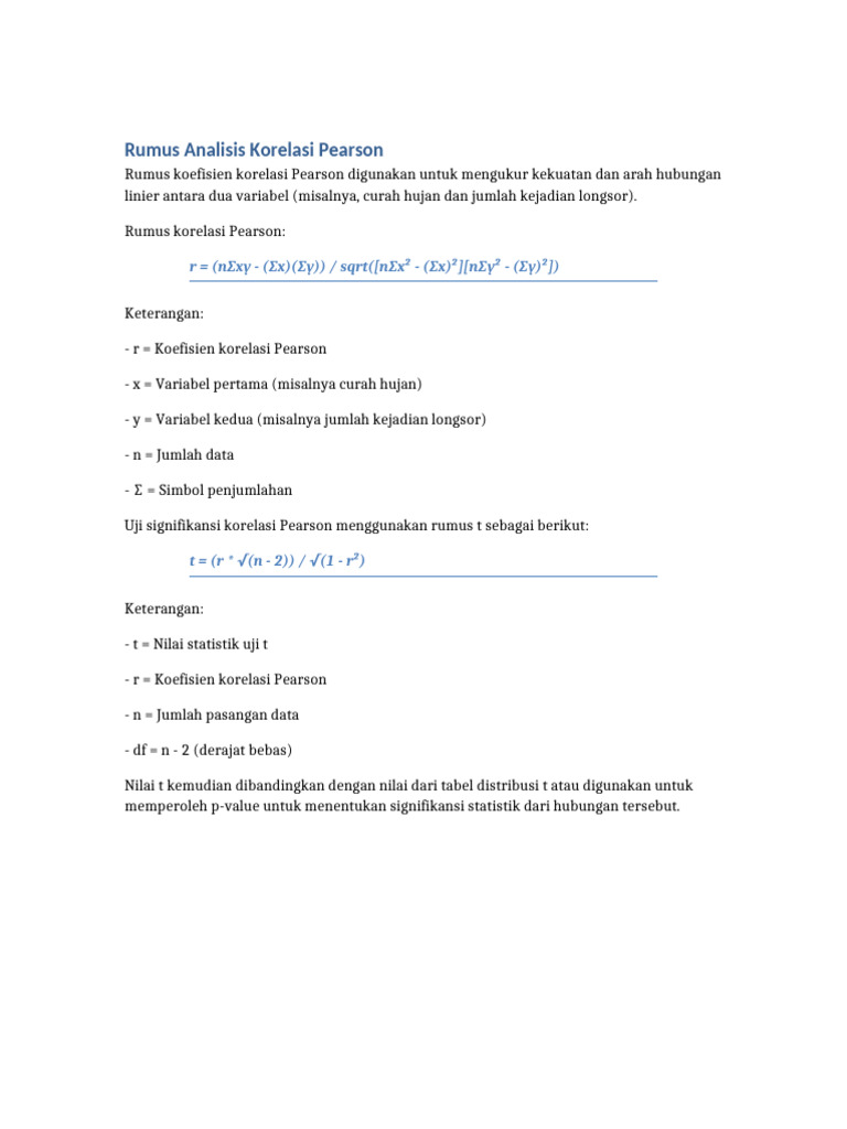 Rumus Korelasi Pearson | PDF
