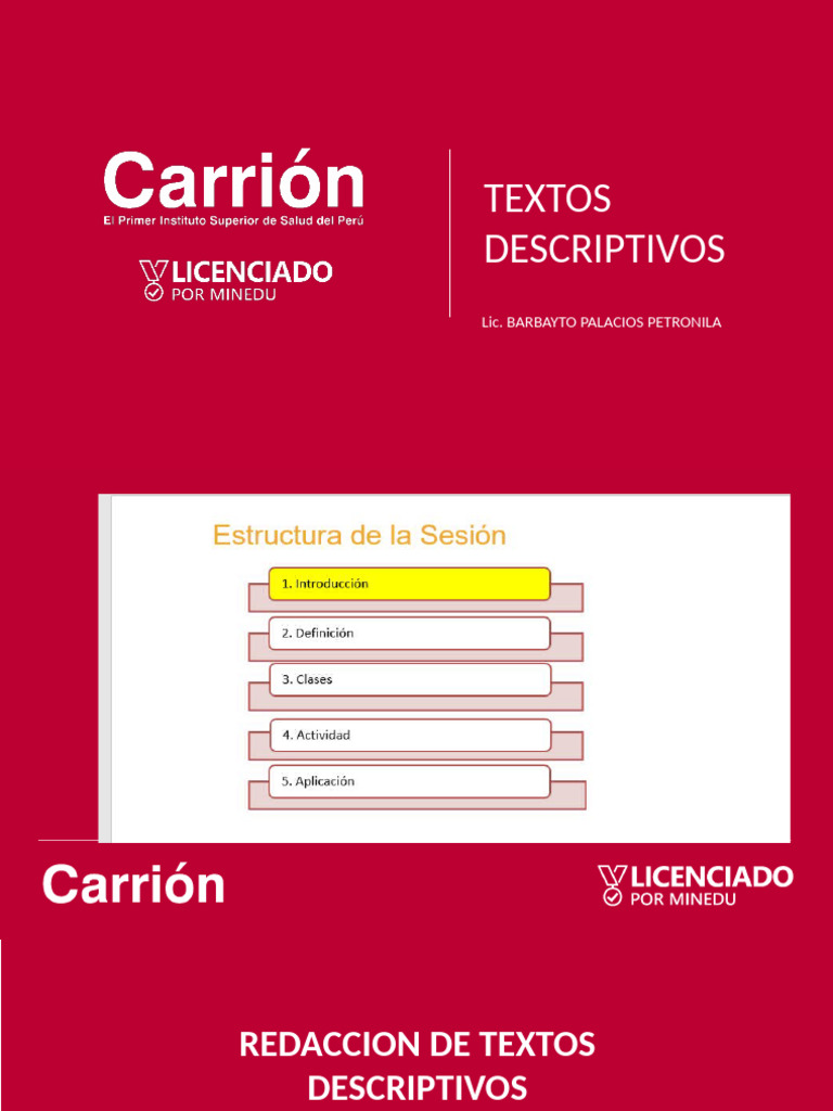 TEXTOS DESCRIPTIVOS SEMANA PPT 2020 2 | PDF