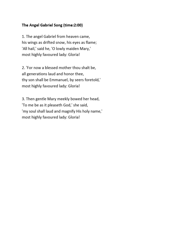 The Angel Gabriel Song | PDF