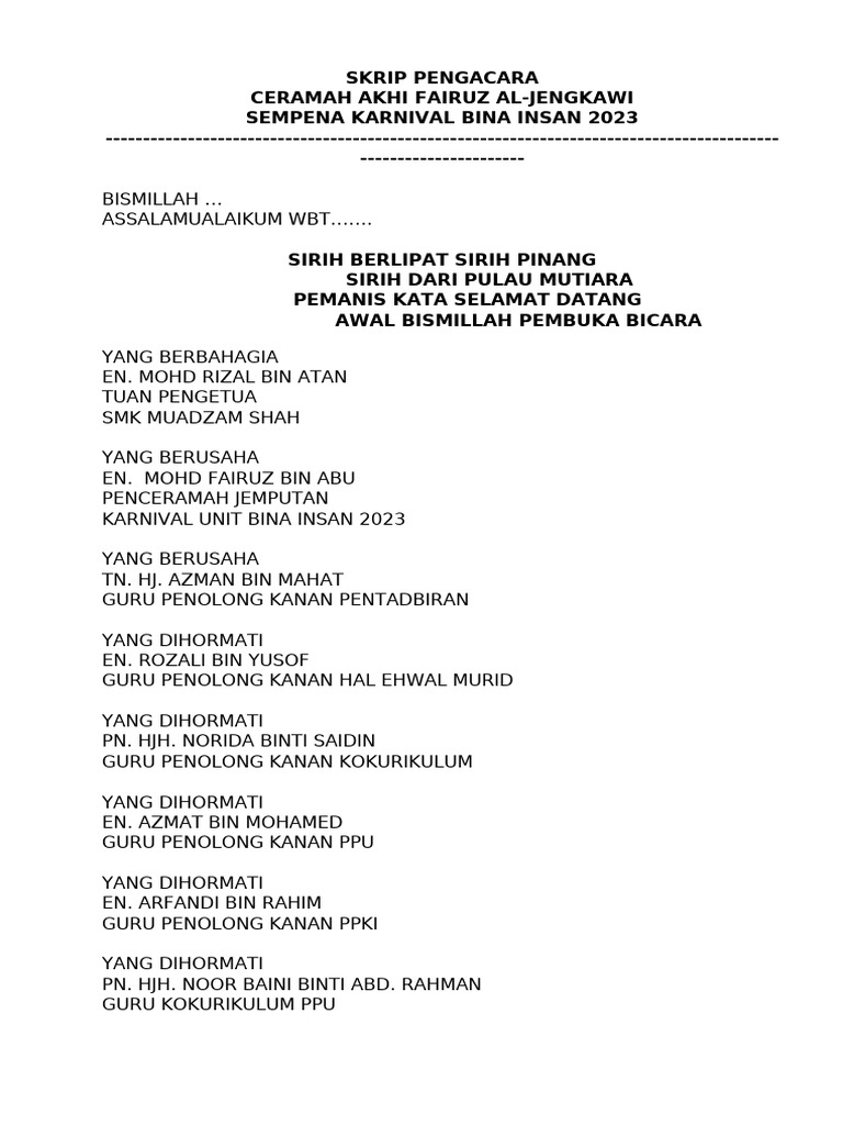 Contoh Skrip Pengacara 2 | PDF