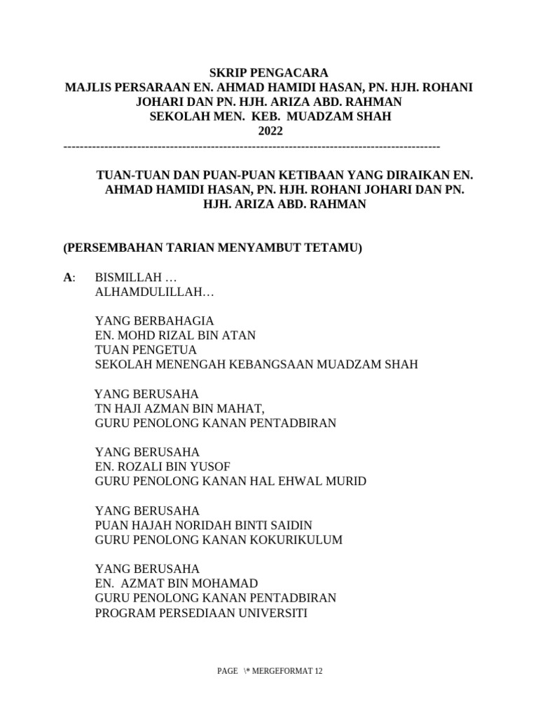 Contoh Skrip Pengacara 3 | PDF