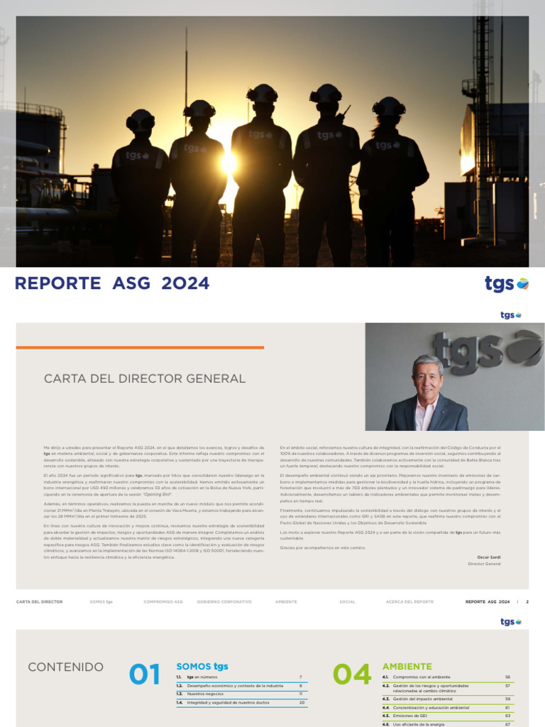 TGS - Reporte ASG Correspondiente Al Año 2024 | PDF | Economias