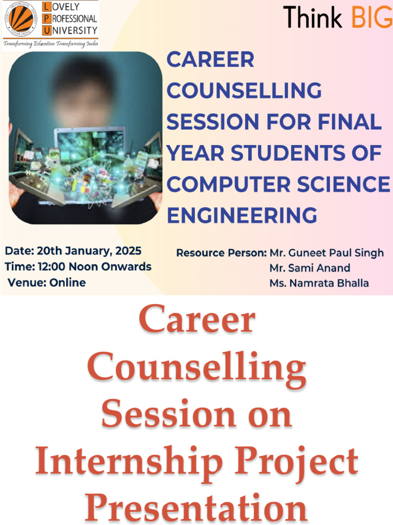 Career Counselling Session On Internship Project Presentation ...