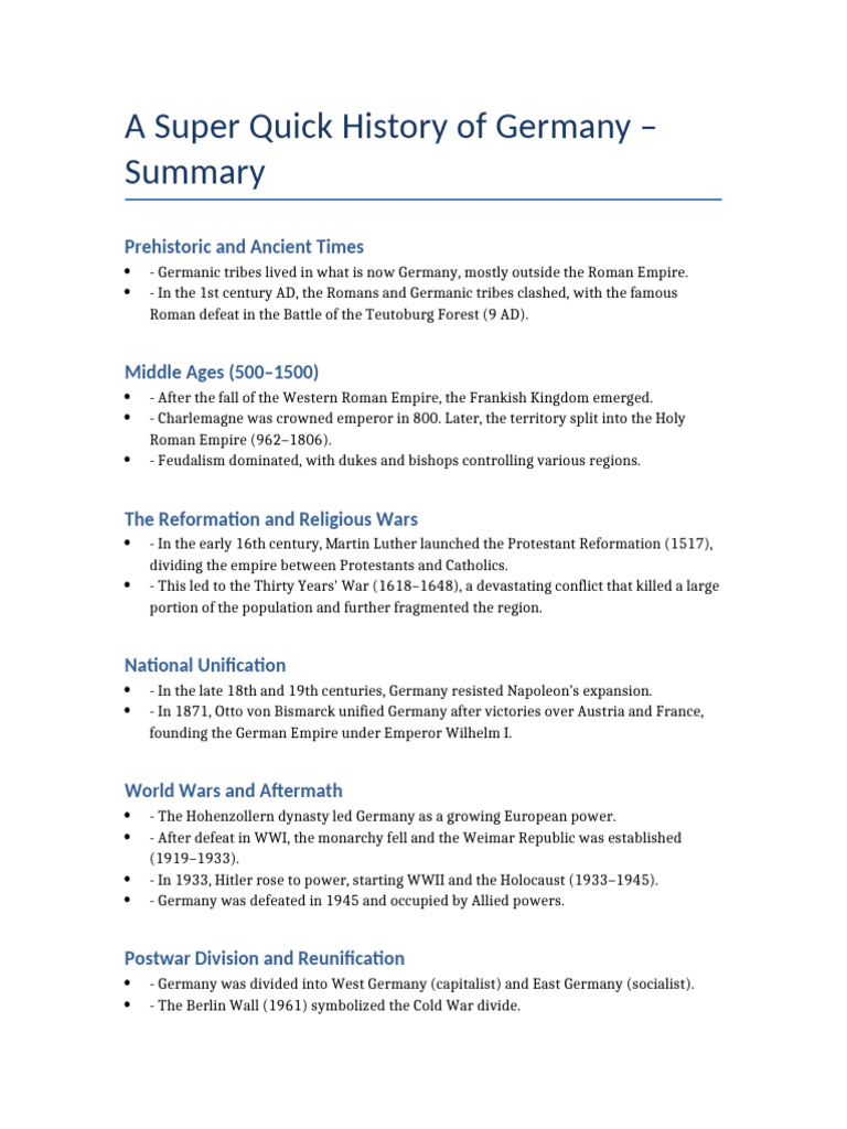Brief Overview of German History | PDF | Germany | World Politics