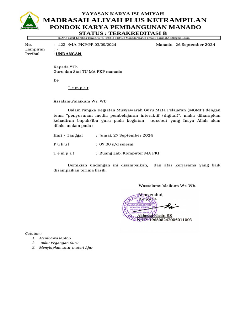 Undangan Kegiatan | PDF