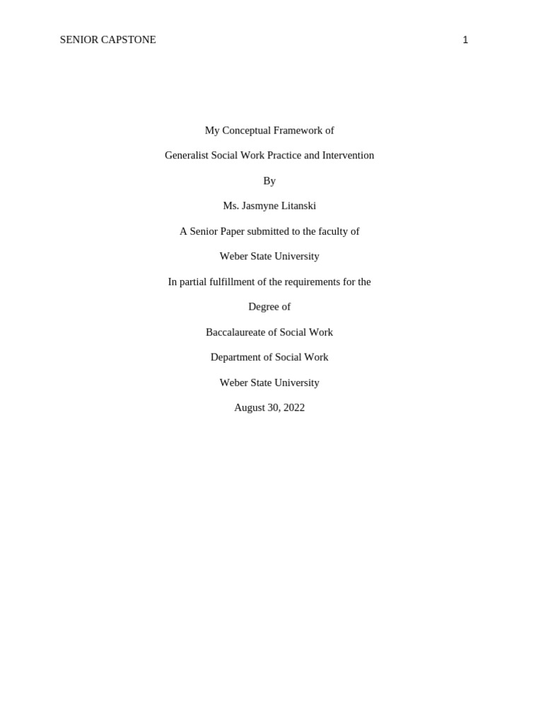 Senior Capstone | PDF | Social Work | Psychology