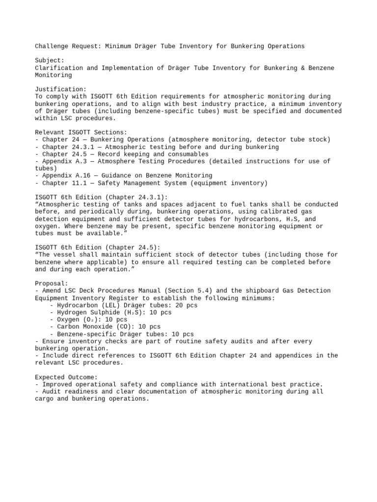 Challenge Request Draeger Tube ISGOTT | PDF