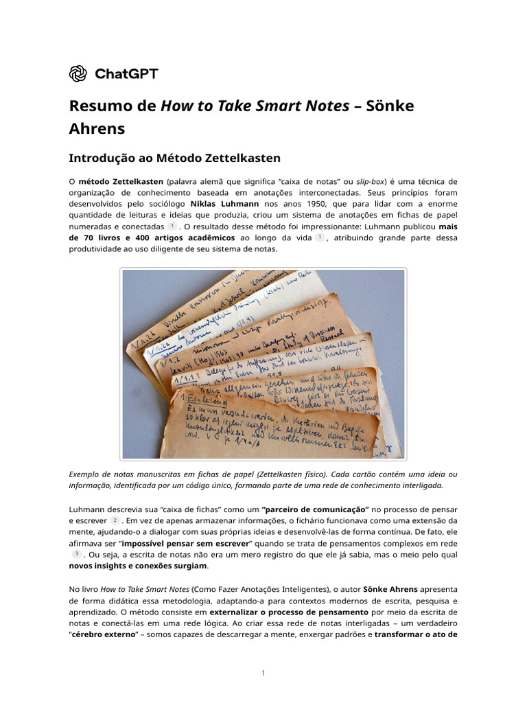 Resumo de - How To Take Smart Notes - Sönke Ahrens | PDF | Pensamento ...