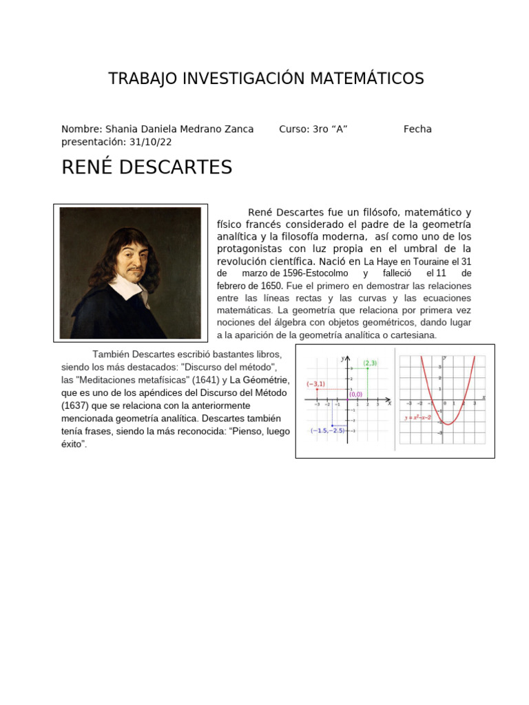 René Descartes: Padre de la Geometría Analítica | PDF