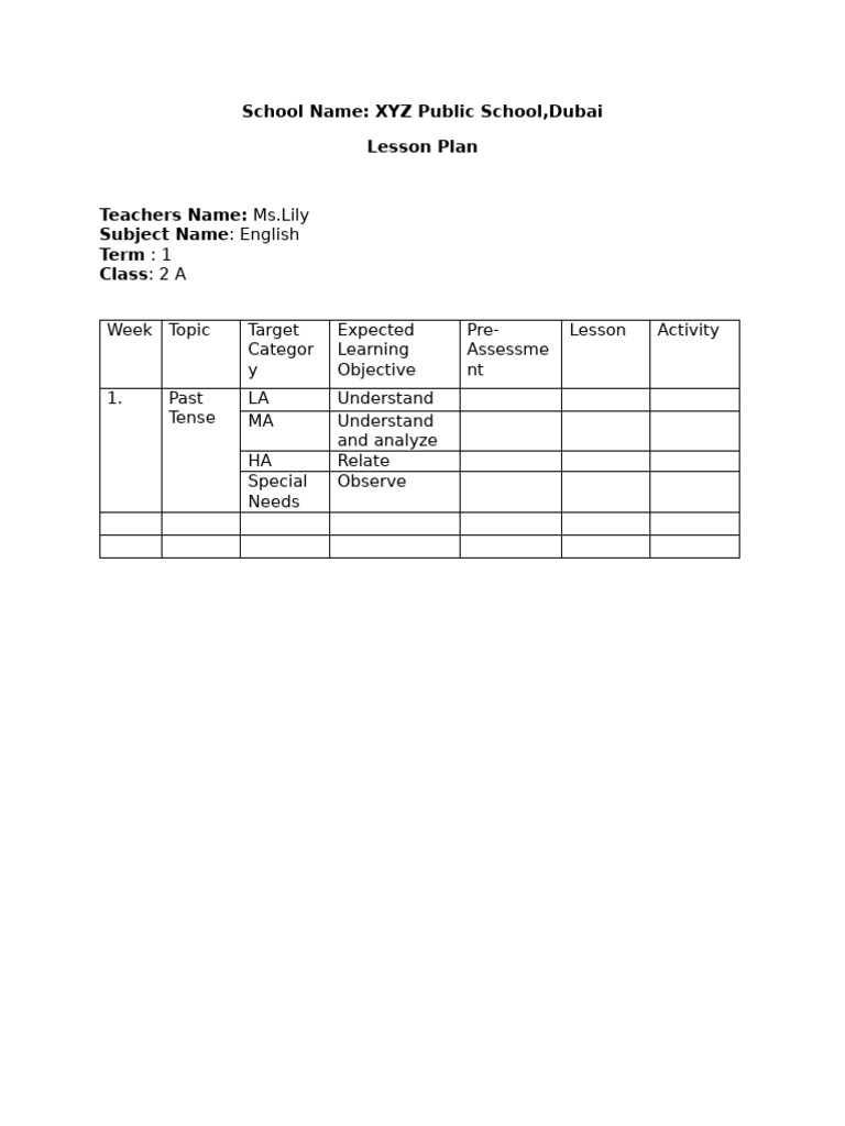 LessonPlan Template | PDF