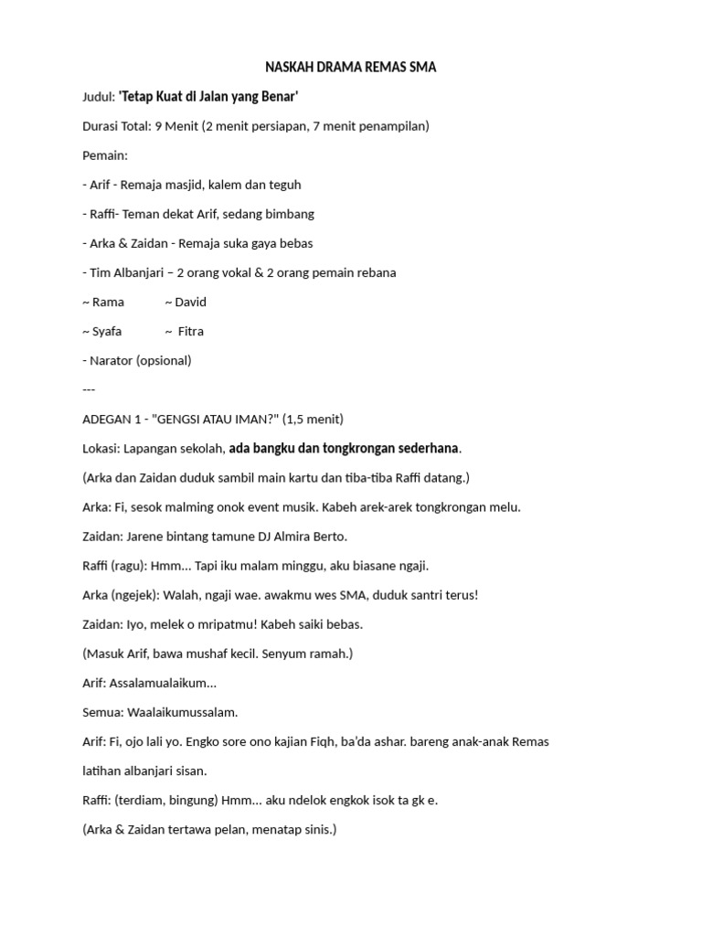 Drama Remas SMA: Tetap Kuat Iman | PDF