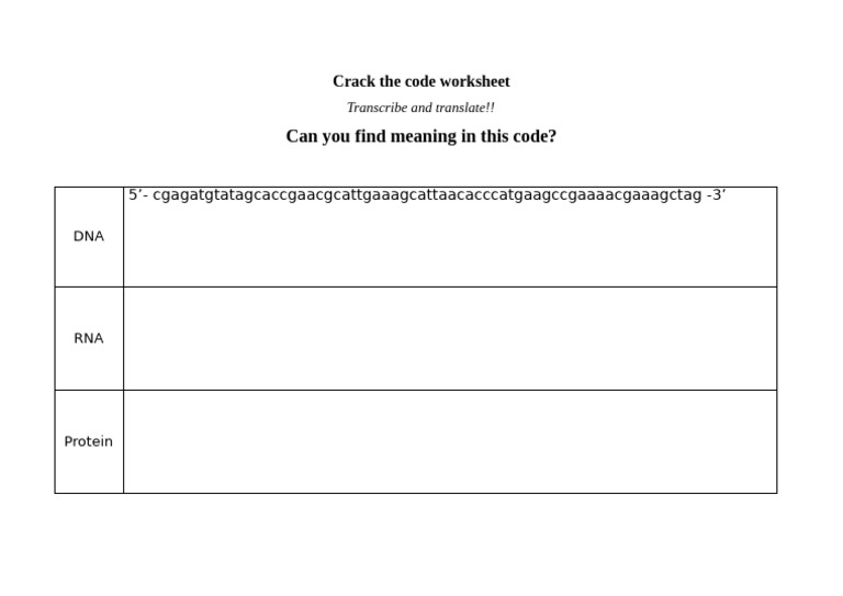 Crack The Code Worksheet | PDF