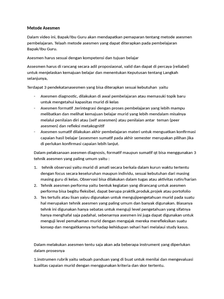 Metode Asesmen Pdf