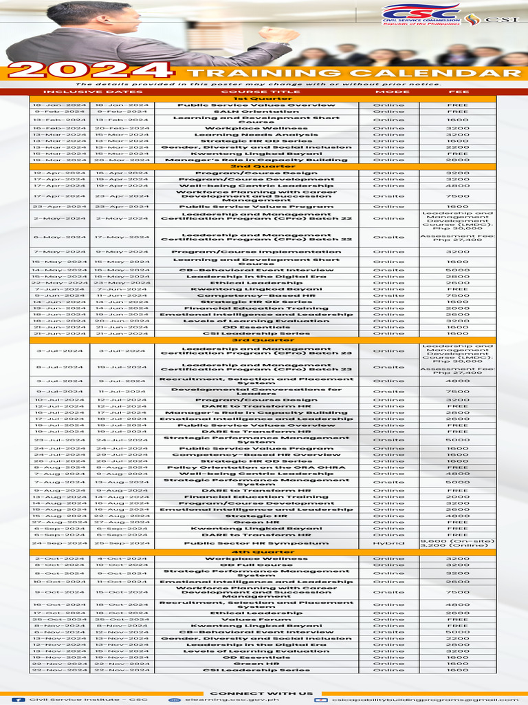 Csi - 2024 Training Calendar | PDF | Human Resource Management ...