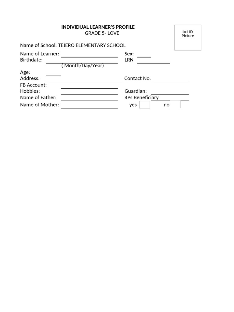 Individual Learners Profile | PDF