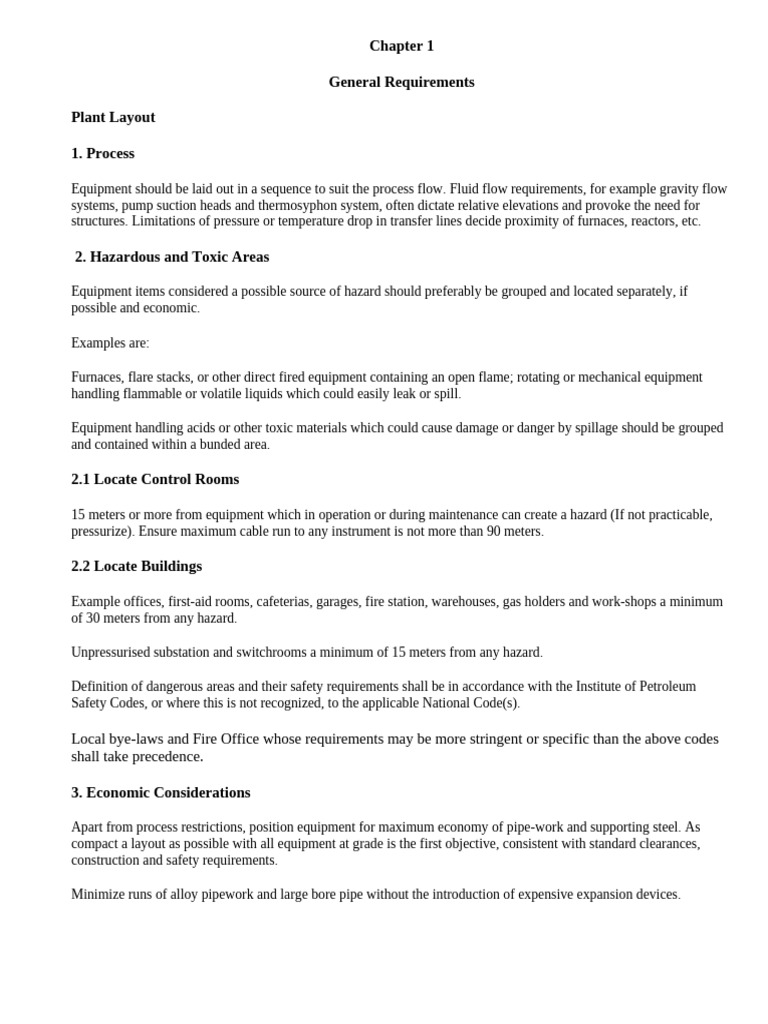 Cap 1 Plant Layout - General Requirements, Section A | PDF | Pump | Valve