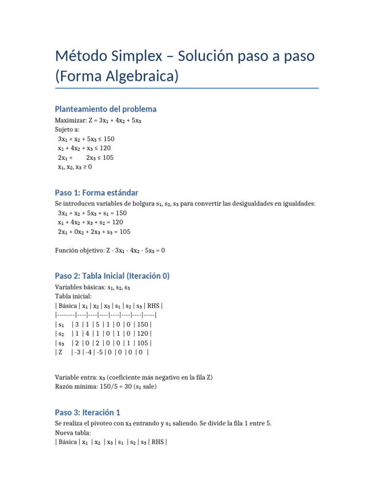 Método Simplex: Guía Paso a Paso | PDF